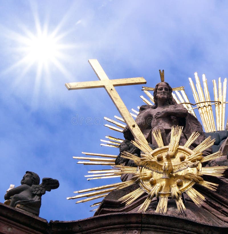Statue with cross stock photo. Image of holy, nature, cloud - 8080046
