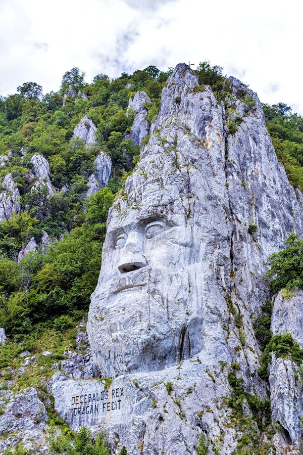 The Statue of Decebal Carved in the Mountain. Decebal`s Head Carved in ...