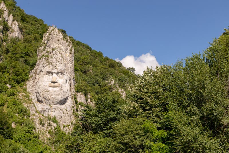 The Statue of Decebal Carved in the Mountain. Decebal`s Head Carved in ...