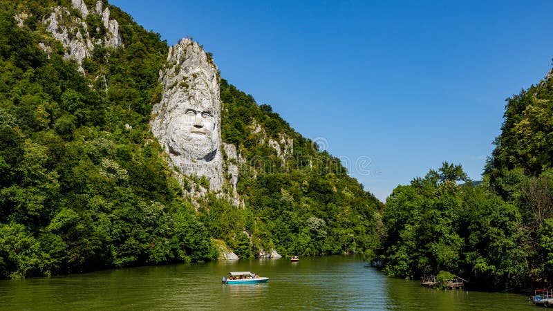 Statue of Decebal Rex at the Danube River in Romania Editorial Photo ...