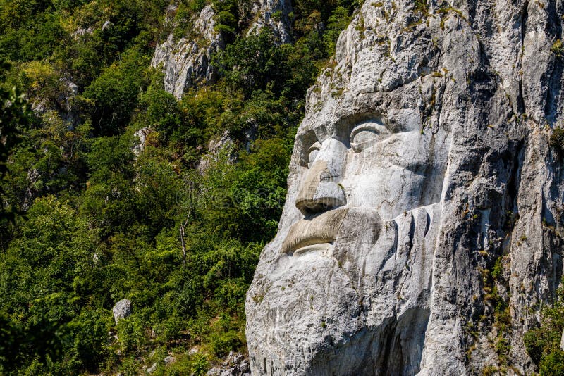 Statue of Decebal Rex at the Danube River in Romania Stock Photo ...