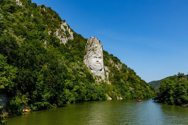 Statue of Decebal Rex at the Danube River in Romania Editorial ...