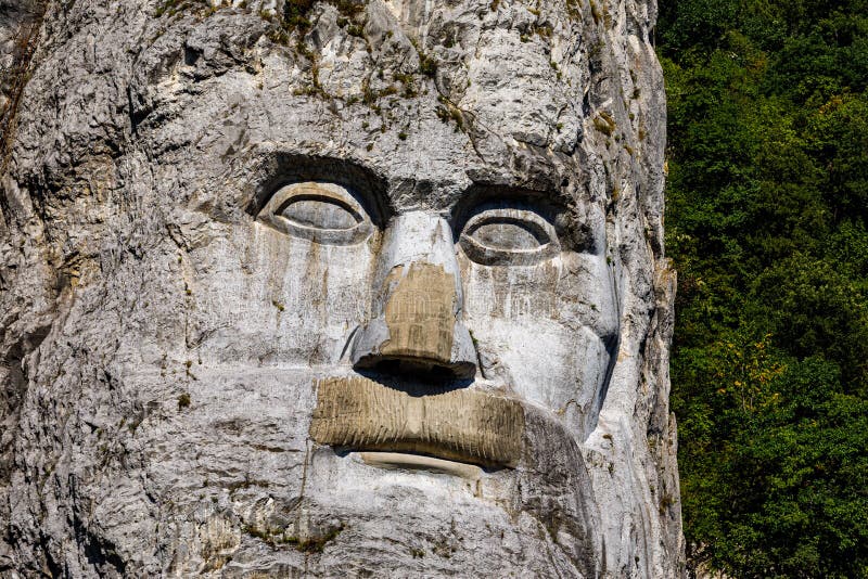 Statue of Decebal Rex at the Danube River in Romania Stock Photo ...