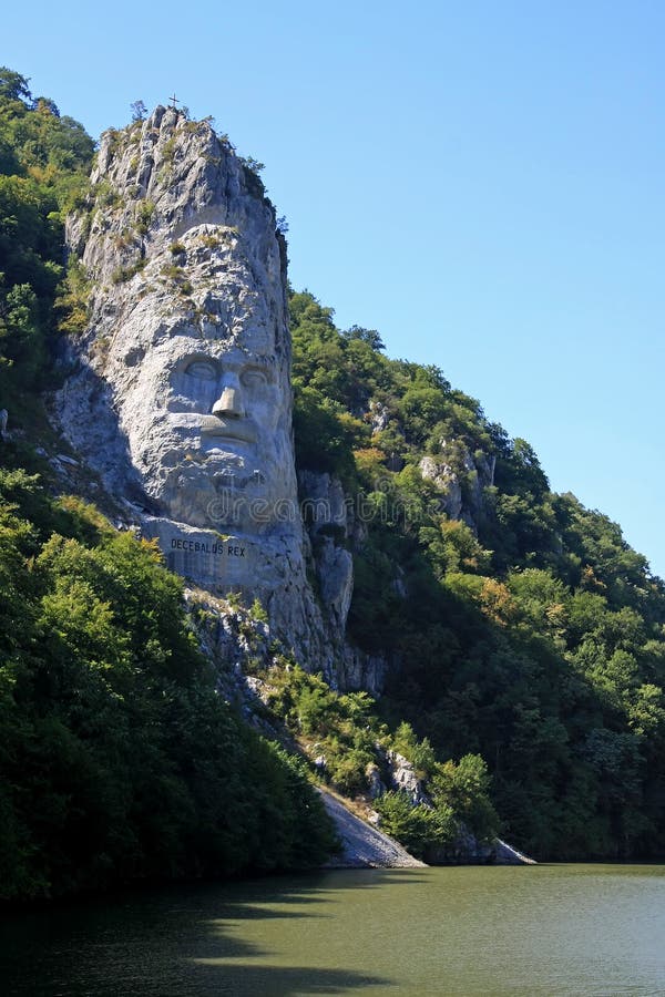 Statue of Decebalus stock photo. Image of water, orsova - 15826404