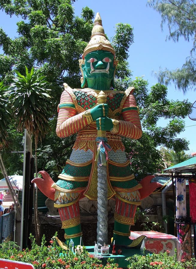 The Statue of the Demon Near a Buddhist Temple Stock Image - Image of ...