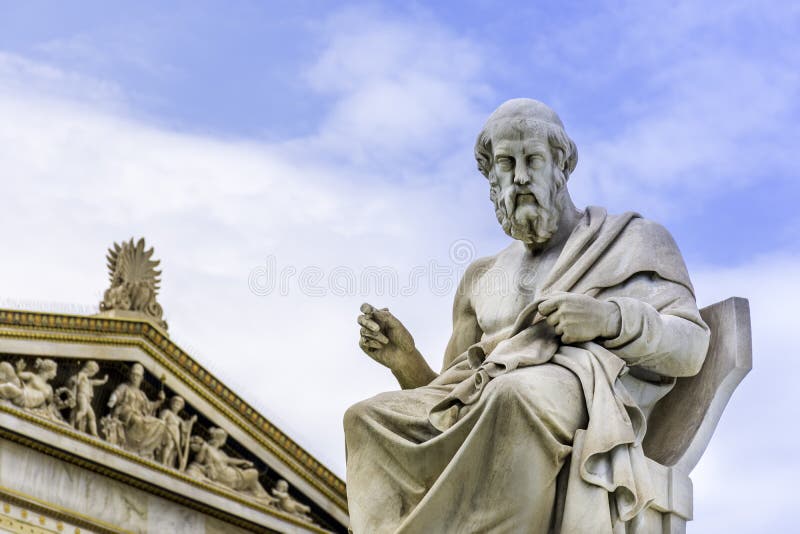 Statue Des Altgriechischen Philosophen Plato In Athen Stockfoto - Bild ...