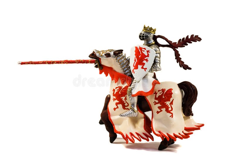 Statue Des Gepanzerten Mitfahrerritters Mit Lanze Auf Pferd Stockfoto ...