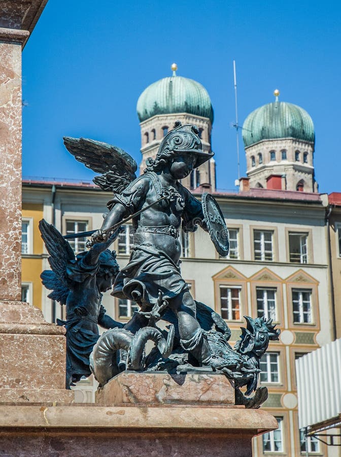 Statue Detail in Marienplatz in Munich Bavaria Stock Photo - Image of ...