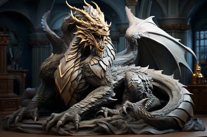 Statue of Dragon Sitting on Top of Table. Generative AI Stock ...