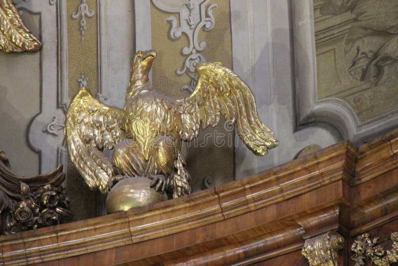 Statue of an Eagle in a Baroque Hall (national Library) in Vienna ...