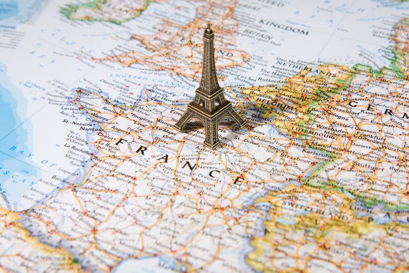 Statue of Eiffel Tower on a Map Stock Image - Image of capital, england ... Statue of Eiffel Tower on a Map Stock Image - Image of capital, england ...