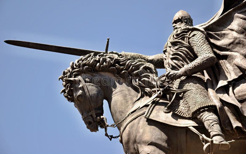 Statue of El Cid in Burgos - Spain Stock Photo - Image of blue, fight ...