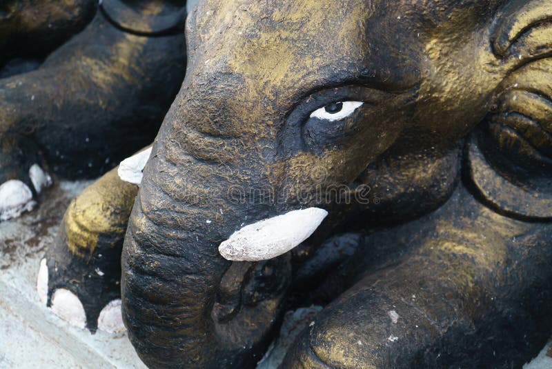 Statue of an Elephant with a Formidable Face Close-up Stock Image ...