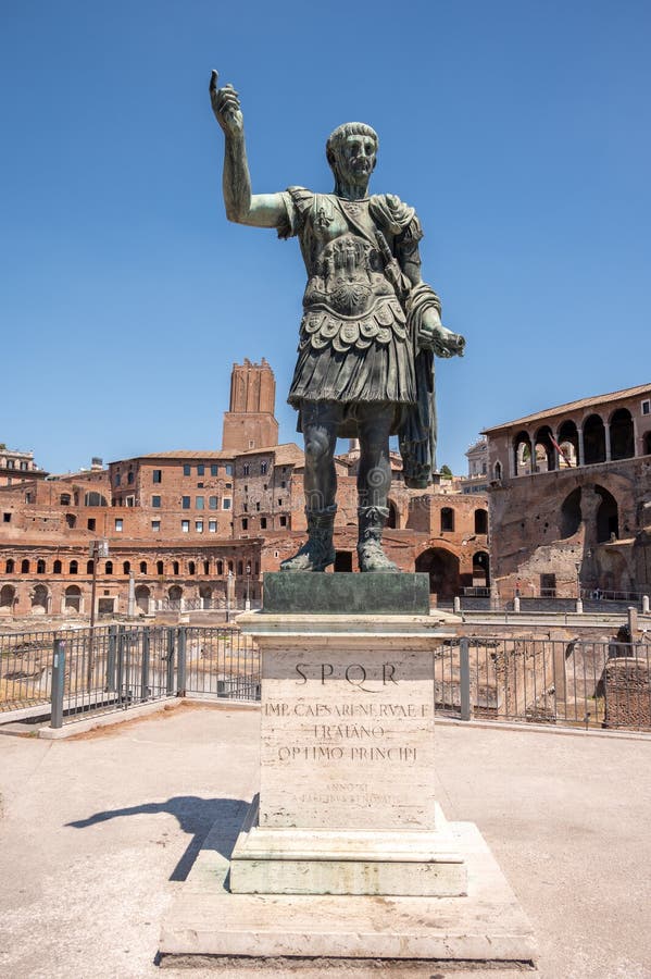 Statue of the Emperor Trajan in Rome Editorial Stock Image - Image of ...