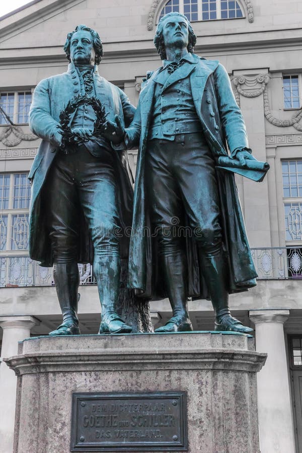Statue of Famous German Writers Goethe and Schiller in Weimar Stock ...