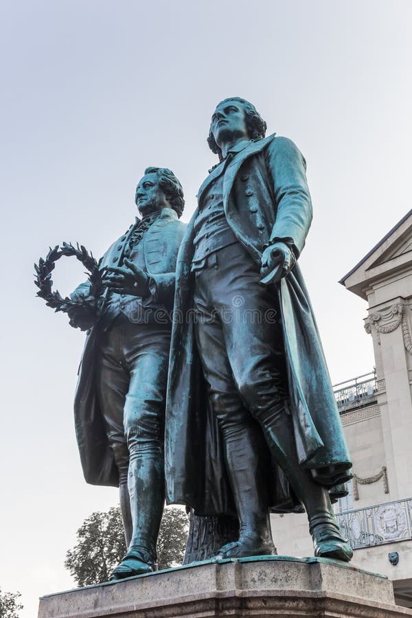 Statue of Famous German Writers Goethe and Schiller in Weimar Stock ...