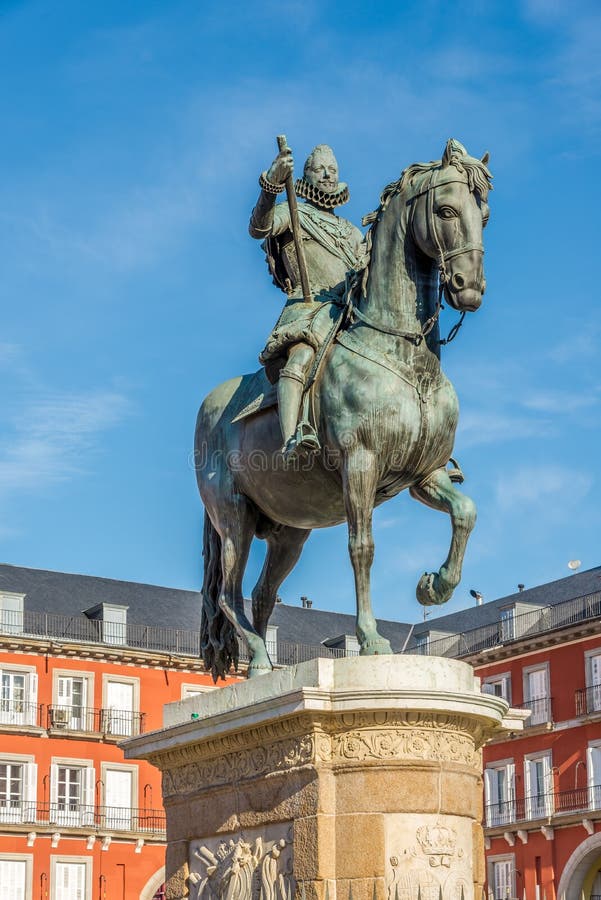 Statue of Felipe III at the Mayor Place in Madrid Stock Photo - Image ...
