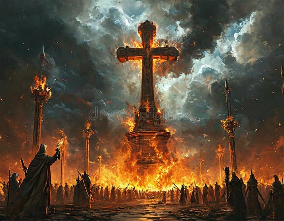 Statue on fire stock illustration. Illustration of sparkler - 357421266