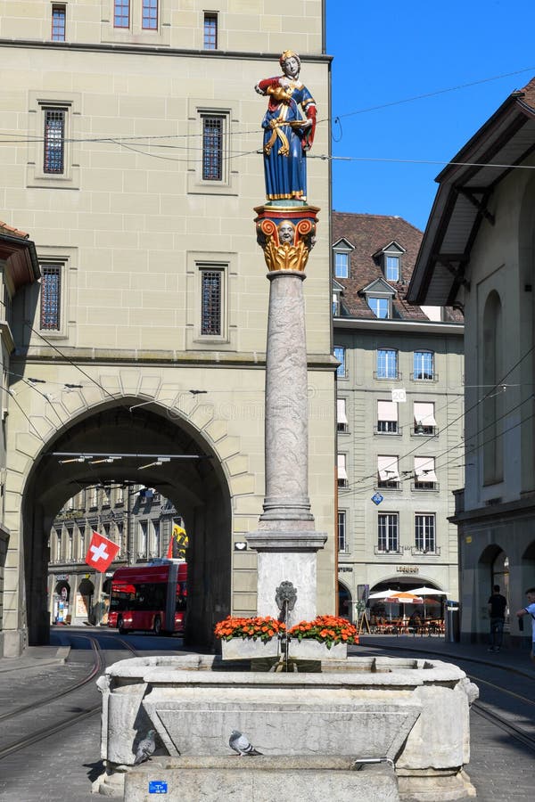 Statue of the Fountain at Bern on Switzerland Editorial Stock Photo ...
