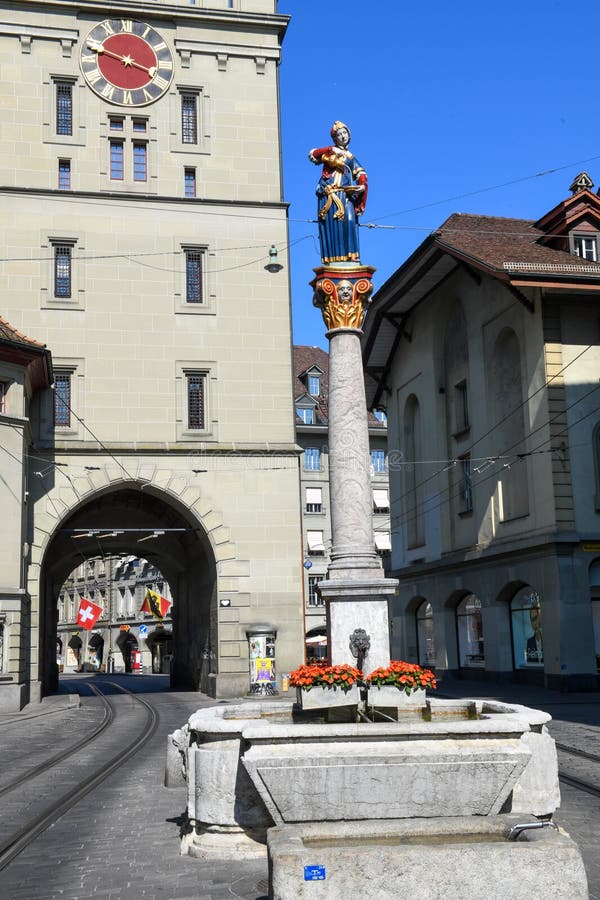Statue of the Fountain at Bern on Switzerland Editorial Image - Image ...