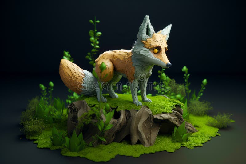Statue of Fox Standing on Top of Lush Green Field of Grass. Generative ...