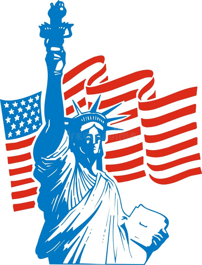 Statue of Freedom and Usa Flag Stock Vector - Illustration of states ...