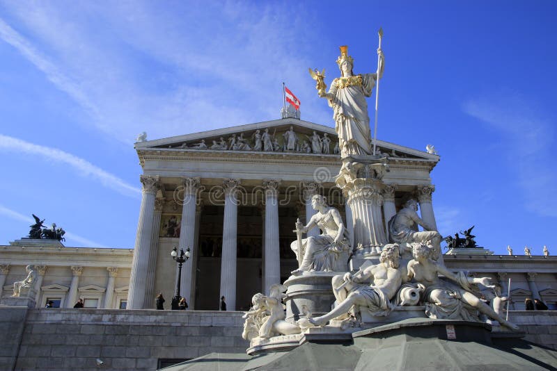 Statue in Front of the Austrian Parliament in Vienna Stock Photo ...