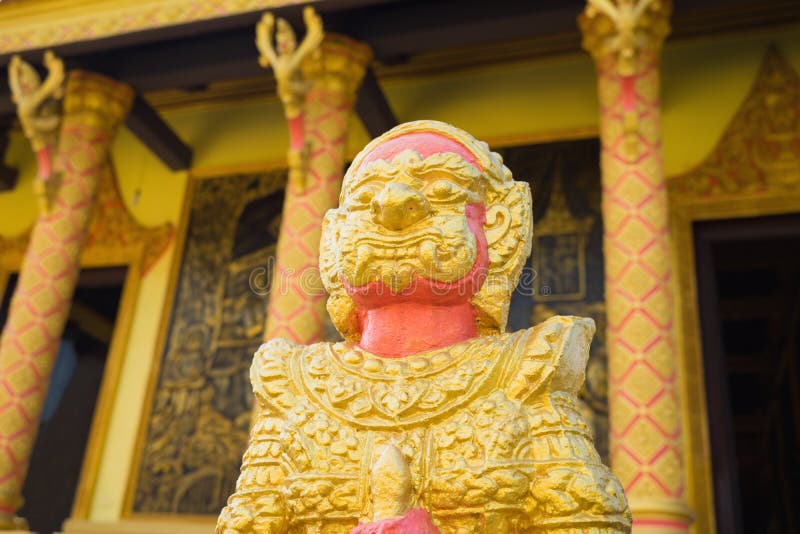 Statue in Front of Khmer Temple Building in Asia Stock Image - Image of ...
