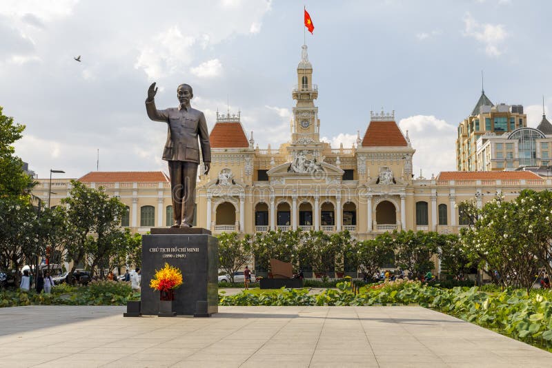 Statue in Front of Municipality Building in Saigon, Vietnam Editorial ...