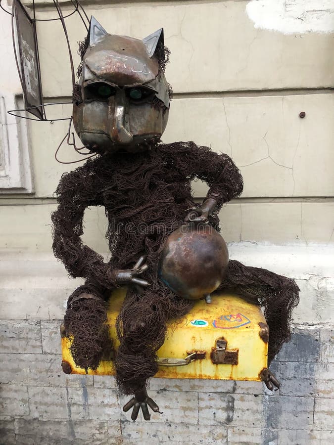 Statue of a Funny Iron Cat with Stomach Stock Image - Image of funny ...