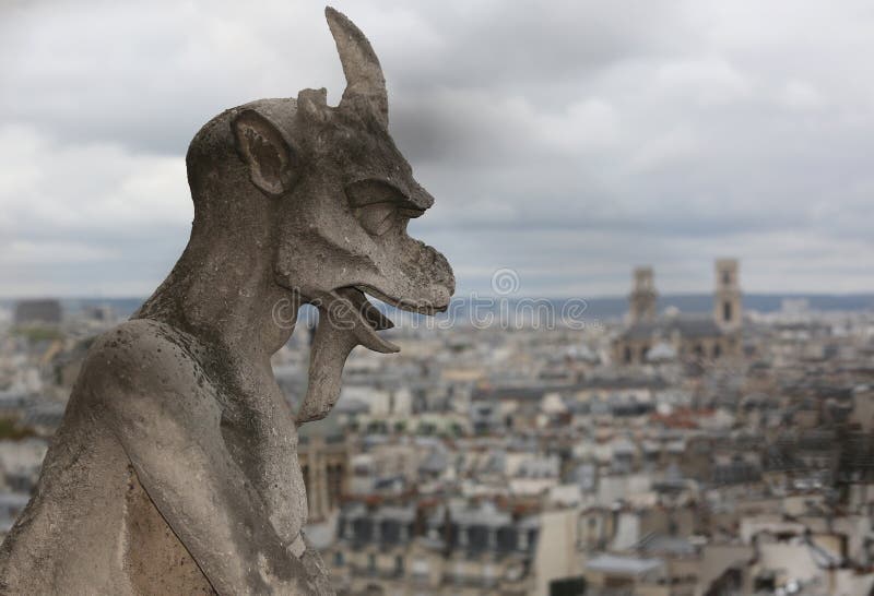 Statue of a Gargoyle the Mythical Winged Monster on the Cathedral Stock ...