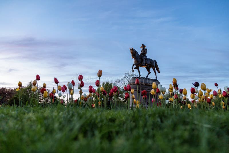 Statue of George Washington in Spring Editorial Image - Image of ...