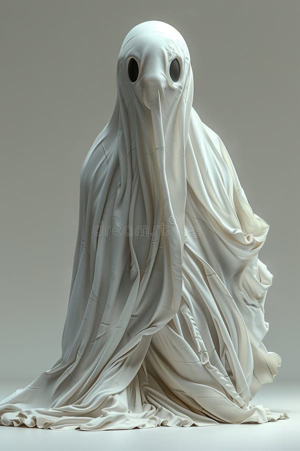A Statue of a Ghost Sitting Motionless on a White Surface Stock Photo ...