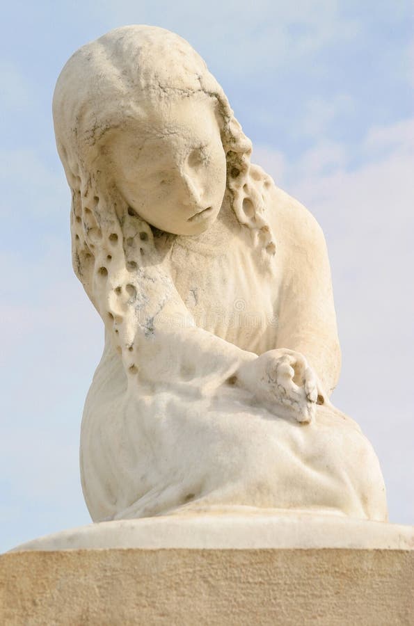 Statue of Girl at Graveyard Stock Photo - Image of outside, statue ...