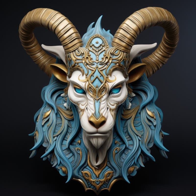 A Statue of a Goat with Horns Stock Illustration - Illustration of ...