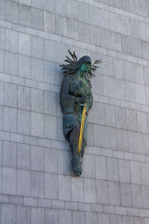 Statue of the Goddess of Justice on the Wall of the Judiciary Memorial ...