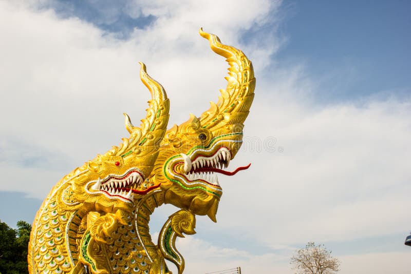Statue gold head serpent stock photo. Image of asian - 53509896
