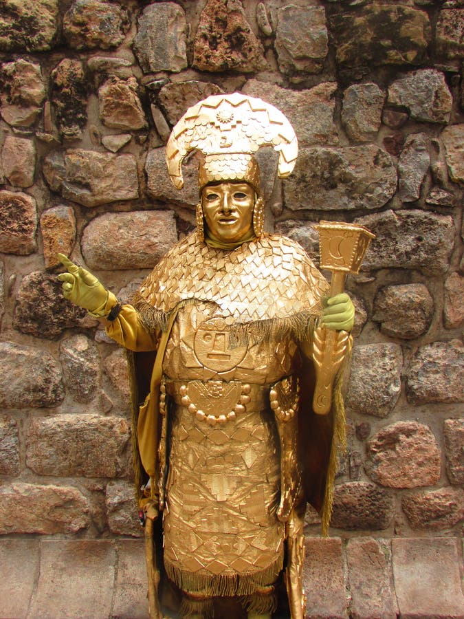 Statue of the Golden Man, Cusco Peru Stock Photo - Image of golden ...