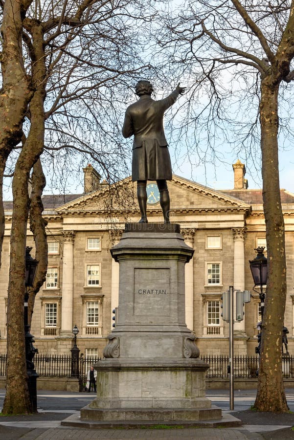 Statue of Grattan stock image. Image of island, road - 164966591