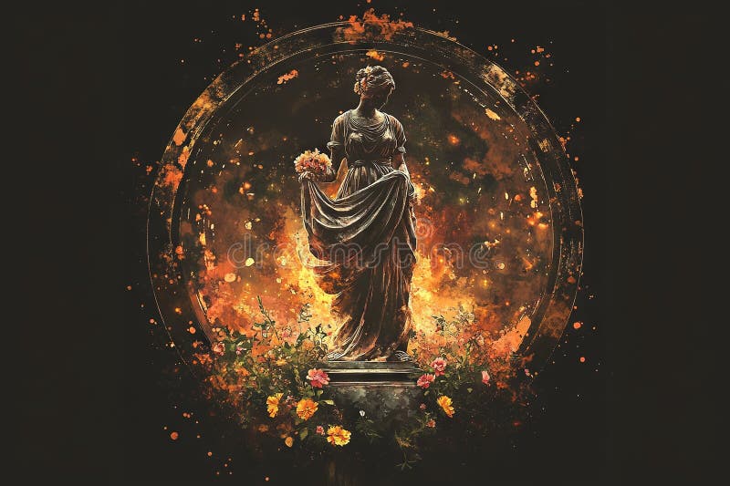 Statue of Greek Goddess Persephone in the Underworld. Digital Artwork ...