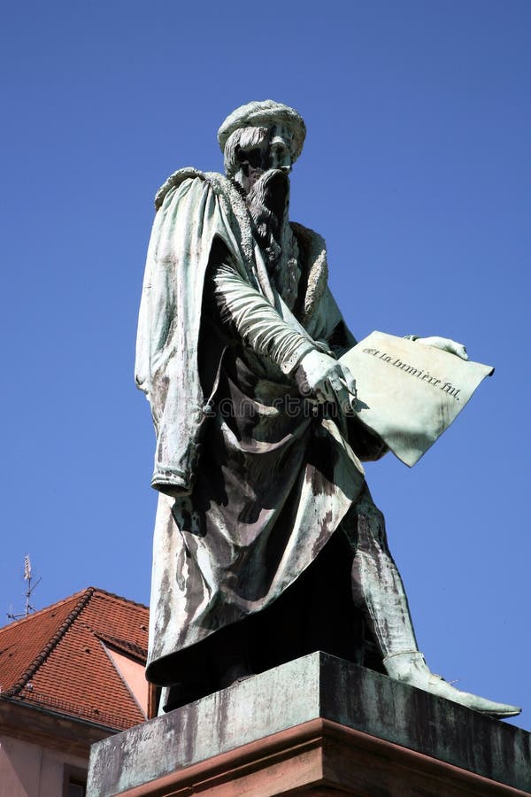 Statue of Gutenberg, Strasbourg, France Stock Photo - Image of capital ...