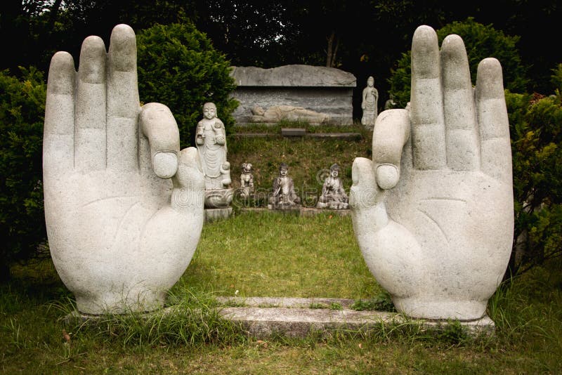 Statue of Hands in the Temple Stock Photo - Image of church, buddha ...