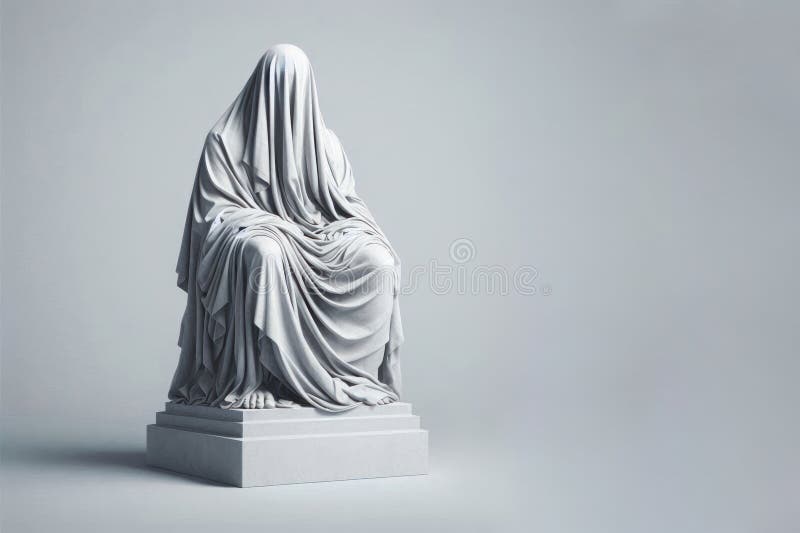 A Statue Hidden Under a White Cloth. Space for Text. Stock Image ...