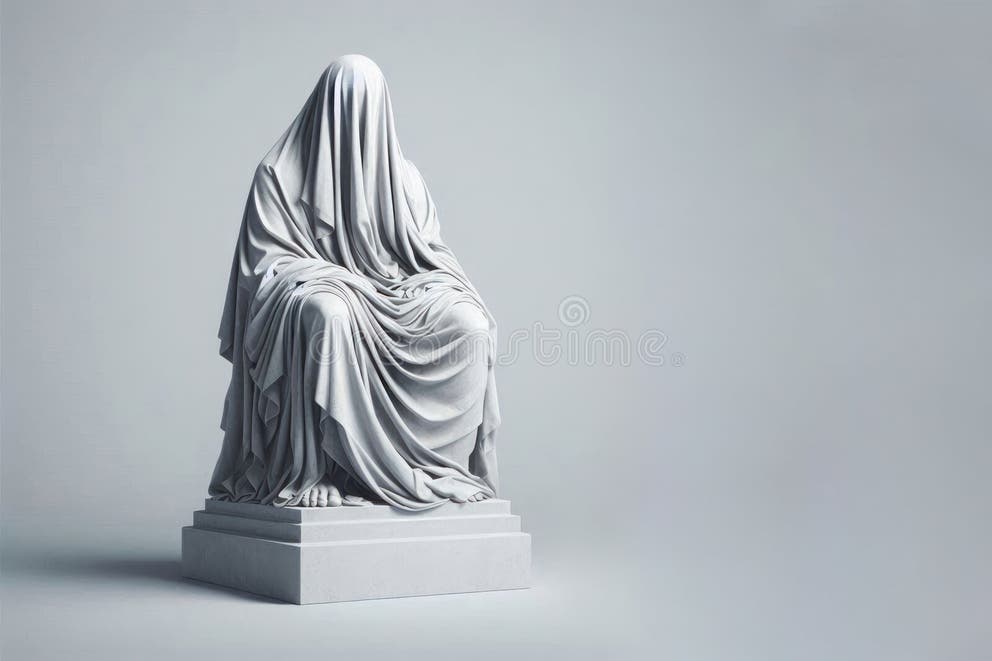 A Statue Hidden Under a White Cloth. Space for Text. Stock Image ...