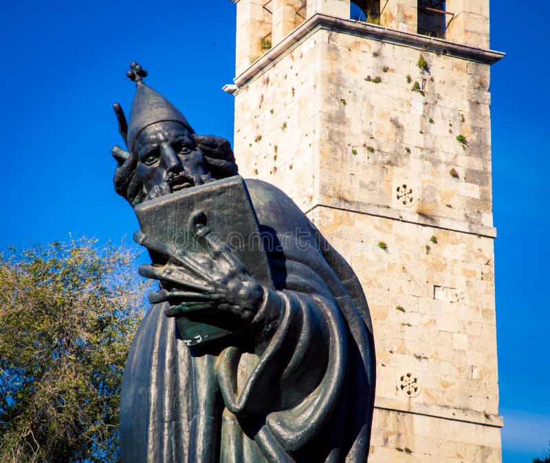 Statue with a Book in Split Stock Image - Image of landmark, monument ...