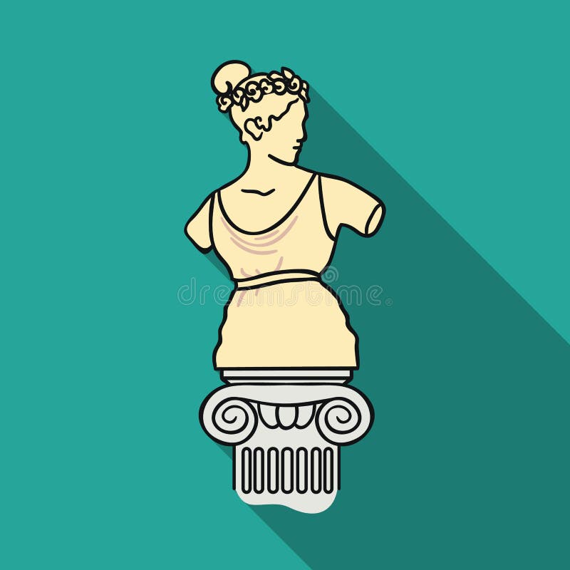 Statue Icon in Flat Style on White Background. Museum Symbol Stock ...