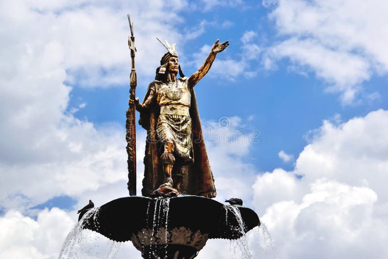 Statue of Inca Pachacutec in Cusco, Peru Stock Image - Image of statue ...