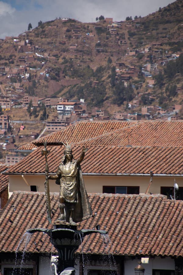 Statue of Inca Ruler in Historic Cusco Editorial Photo - Image of ...