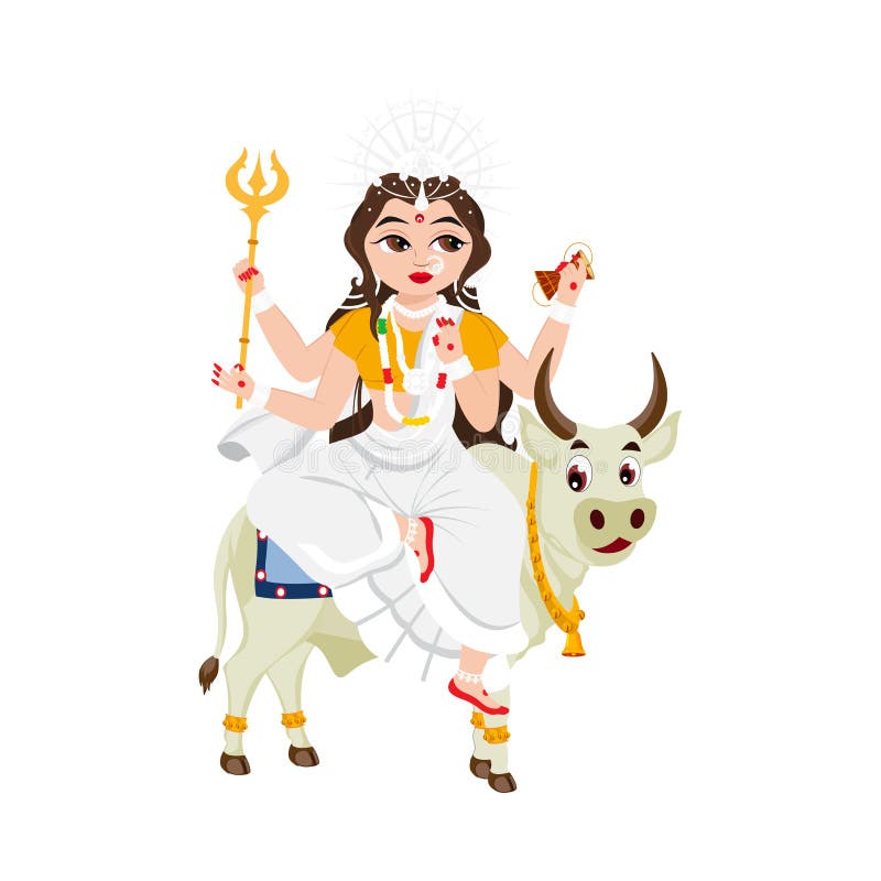 Statue of Indian Goddess Mahagauri on White Stock Illustration ...