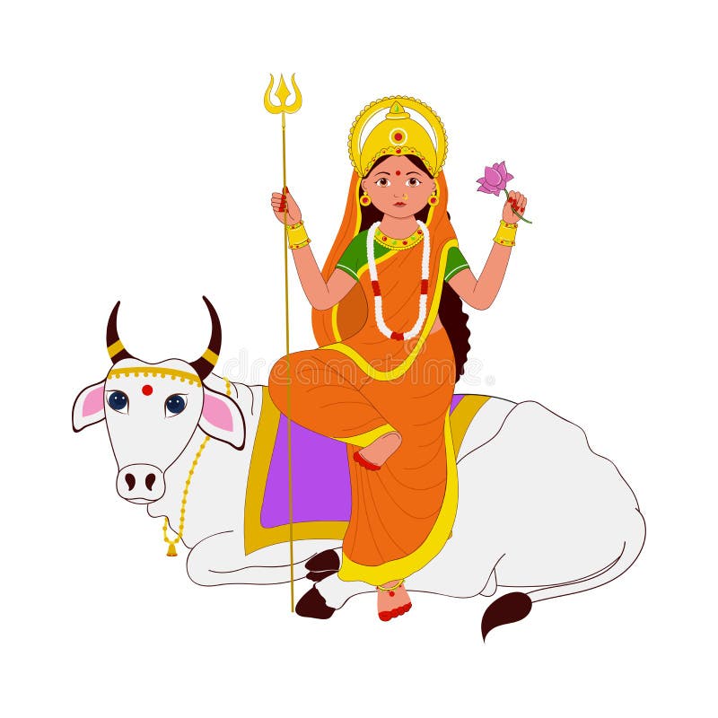 Statue of Indian Goddess Shailputri on White Stock Illustration ...